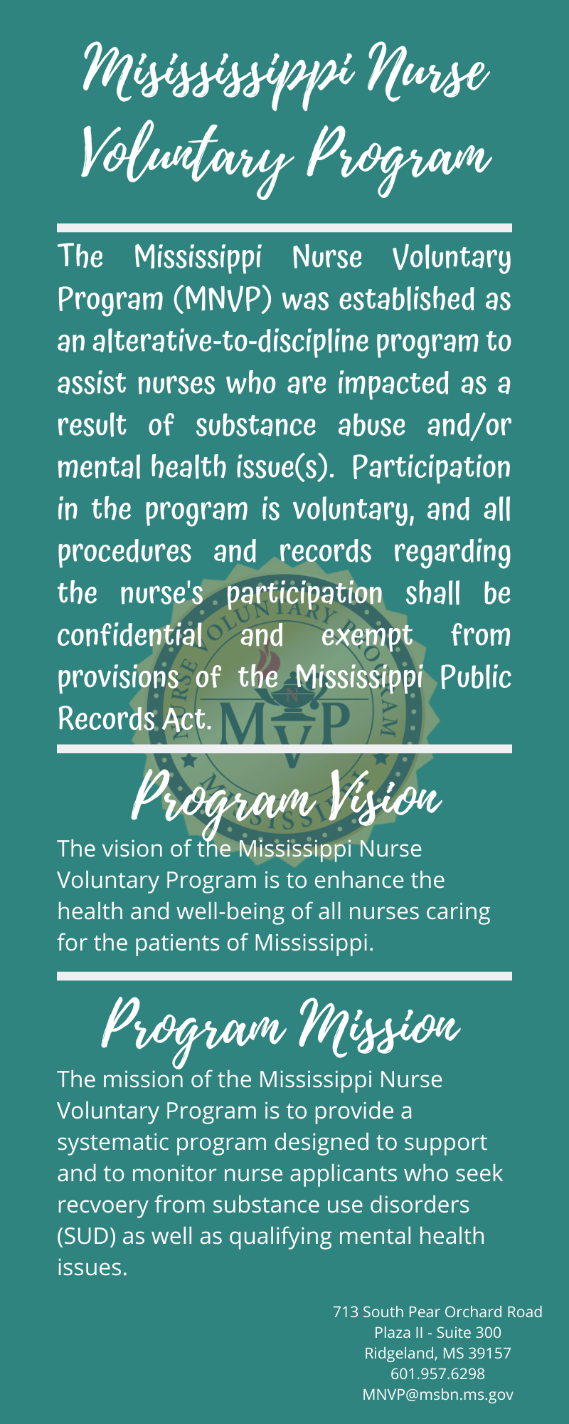 MnVP PURPOSE, MISSION, and VISION | MISSISSIPPI NURSE VOLUNTARY PROGRAM